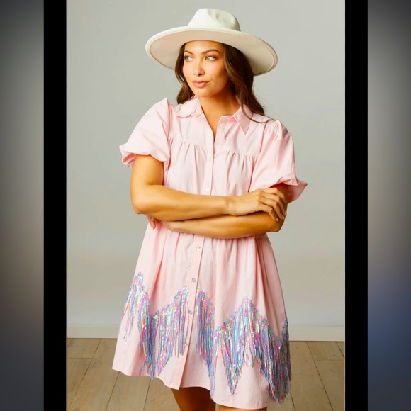 Fantastic Fawn | Dresses | Fantastic Fawn Small Pink Fringe Babydoll ...